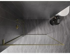 Mexen, Mexen Kioto-XF L sprchová stěna s rámem 110 x 202 cm, průhledná 10 mm, broušené zlato - 800-110-174-55-00-XF