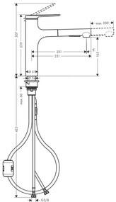 Hansgrohe Zesis M33, dřezová baterie 160, s výsuvnou sprškou, černá matná, 74801670
