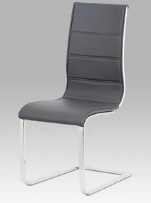 Jídelní židle, šedá koženka, bílý lesk, chrom WE-5030 GREY