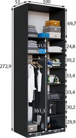 Skříň 2D 100 antracit s půdním prostorem Módulní skříň Neapol