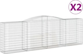 Klenuté gabionové koše 2 ks 400x50x120/140cm pozinkované železo 3147009