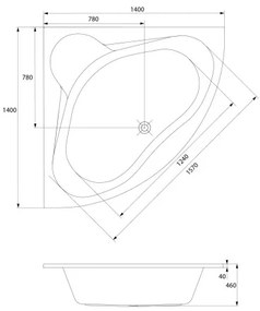 Cersanit Venus, rohová akrylátová vana 140x140cm, bílá, S301-038