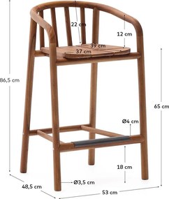 Dřevěná zahradní barová židle v přírodní barvě Turqueta – Kave Home