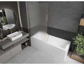 Mexen Next, vanová zástěna 1-křídlová 90 x 150 cm, fixní křídlo, 6 mm námraza sklo, zlatý profil, 895-090-000-00-30-50