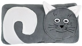 Bellatex Tvarovaný polštářek Kočička šedá, 45 x 30 cm