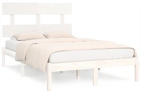 vidaXL Rám postele bílý masivní dřevo 135 x 190 cm dvojlůžko