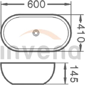 Invena Korfu, umyvadlo na desku 60x42x14,5 cm, bílá lesklá, INV-CE-34-001-C