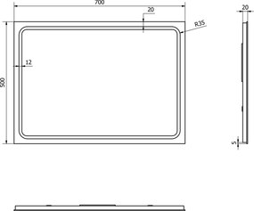 Sapho, GEMINI LED podsvícené zrcadlo 500x700mm, GM050