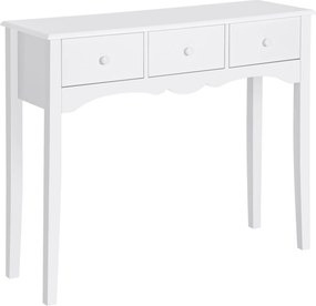 HOMCOM Dřevěný Konferenční Stůl do Předsíně se 3 Šuplíky pro Obývací Pokoj a Chodbu, Nosnost 45 kg, 100x32x85 cm, Bílý