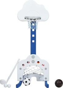 Costway 3 v 1 Dětské hřiště s výškově nastavitelným basketbalovým