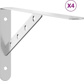 Policové držáky 4 ks 30 x 2,5 x 15,5 cm stříbrné nerezová ocel 30299