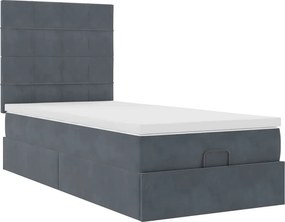 Osmanský rám postele s matracemi tmavě šedá 100x200cm samet 3314301