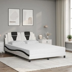 Postel Viana s matrací bílá a černá 140 x 200 cm umělá kůže 3208802