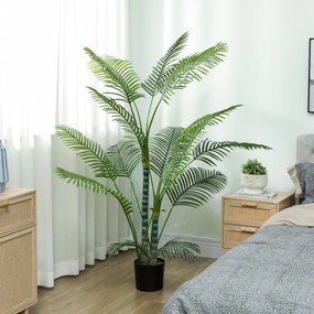 HOMCOM Dekorativní umělá rostlina 170 cm Umělý palmový strom s květináčem a listy do interiéru Zelená