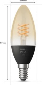 LED Stmívatelná žárovka Philips Hue WHITE FILAMENT E14/4,5W/230V 2100K