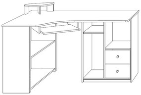 Rohový psací stůl Tanga, dub sonoma/bílá