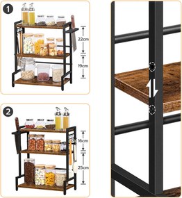 Stolní kuchyňský regál Vasagle Noby 43 cm hnědý/černý