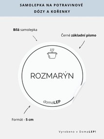 Samolepka na kořenky ROZMARÝN bílá 5 cm základní písmo