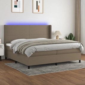 Box spring postel s matrací a LED taupe 200x200 cm textil