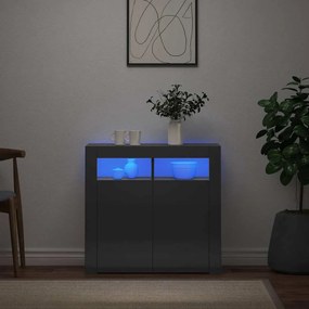 vidaXL Příborník s LED osvětlením 80 x 35 x 75 cm [804334] Barva: bílá s vysokým leskem
