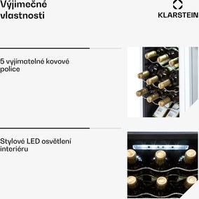 Klarstein Shiraz 18 Slim Uno, vinotéka, 50 l/18 lahví, 5-18 °C, dotykové ovládání
