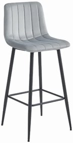 Sametová barová židle Florence stříbrno šedá
