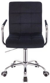 LuxuryForm Židle VERONA VELUR na stříbrné podstavě s kolečky - černá