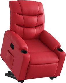 Zvedací polohovací křeslo červené umělá kůže 3206604