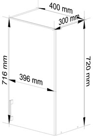 Kuchyňská závěsná skříňka W 40cm D1 H720 Artus bílá/sonoma