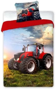 Faro Bavlněné povlečení 160x200 Traktor 2532 červená polní vesnice Turbo