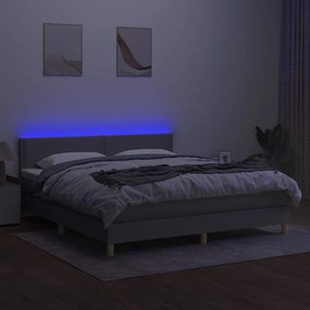 Box spring postel s matrací a LED světle šedá 180x200 cm textil 3133653