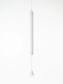 Brokis Závěsné svítidlo Puro Single Vertikal 1000, PC1015 Barva skla: tmavě šedá - opalínové sklo, Povrchová úprava baldachýnu: sklo - bílý, Barva montury: kov - bílý matný komaxit