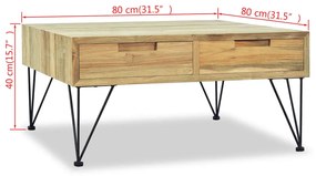 Konferenční stolek, masivní teak, 80x80x40 cm - Default Title