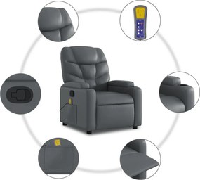 Masážní polohovací křeslo šedé, umělá kůže 3206054