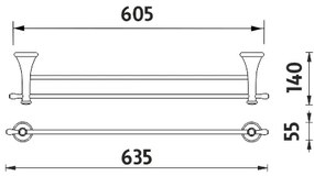 Nimco Držák na ručníky dvojitý, 64 cm LADA - LA 19061D-26
