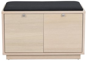 ROWICO Světle hnědá dřevěná lavice CONFETTI s černým sedákem 70 cm 103759