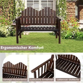 Costway 2-sedák zahradní lavice z masivního dřeva loveseat se šikmým opěradlem
