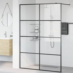 Zástěna do průchozí sprchy čiré ESG sklo 140 x 195 cm černá 151037