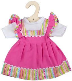 Bigjigs Toys Růžové šaty s pruhovaným lemováním pro panenku 38 cm