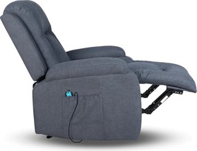 TV křeslo RIVA PLUS s elektrickým polohováním — látka, šedá, nosnost 130 kg