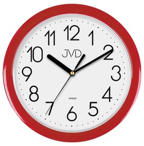 JVD Červené plastové nástěnné netikající hodiny JVD sweep HP612.2