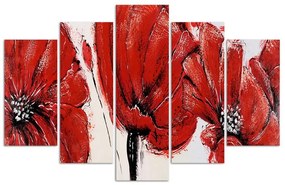 Gario Obraz na plátně Červené květy - 5 dílný Rozměry: 100 x 70 cm