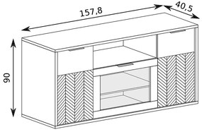 FONTI | komoda F-4 + kovové nohy 12 cm | 158 cm | dub karamel