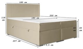 Čalouněná postel Sharon 180x200, béžová, vč. matrace a topperu