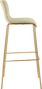Sada 2 barových židlí Hoover látka čtyřnohá konstrukce Gold – krémová