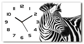 Wallmuralia Skleněné hodiny na stěnu tiché Zebra ve sněhu 60x30 cm
