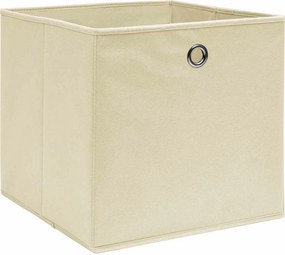Úložné boxy 10 ks netkaná textilie 28 x 28 x 28 cm krémové 325217