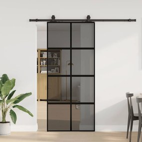 Posuvné dveře se sadou kování černé 90x205 cm Tvrzené sklo 3375896