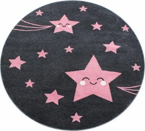 Ayyildiz, Dětský kusový koberec Kids 610 pink kruh, 120x120 (průměr) kruh, růžová, dětský pokoj