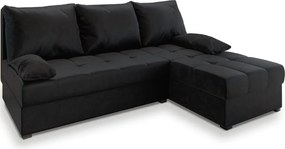 Rohová rozkládací sedací souprava do L CELESTE, 200 cm, s úložným prostorem Roh pohovky: Levý roh, Barva látky Kronos: Černá (Kronos 07)